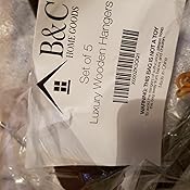 Amazon.com: B&C Home Goods Set of 6 Luxury Wooden Hangers - Extra Wide ...
