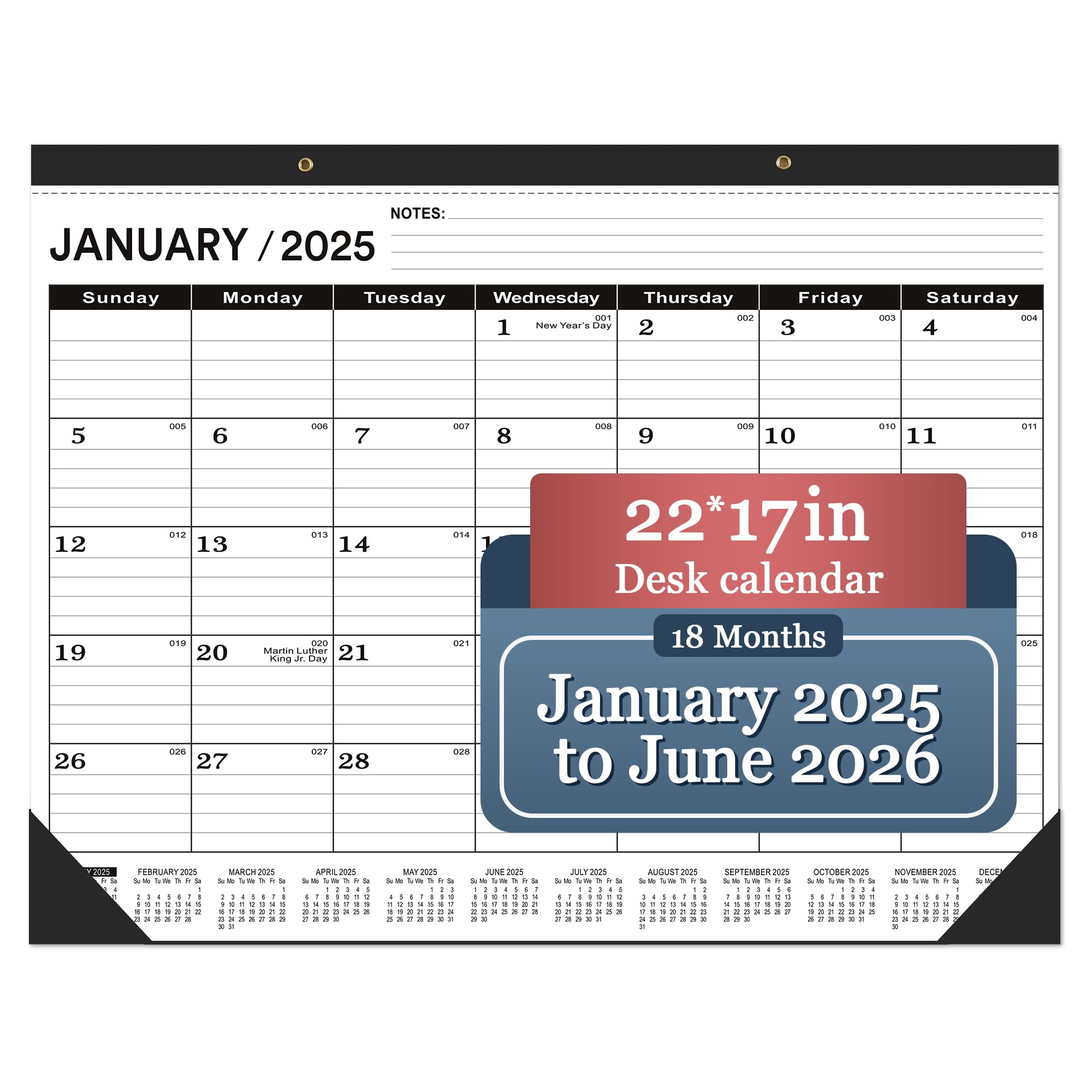 Desk Calendar 2025 Large 22 x17, Large Desk Calendar 2025(Jan. 2025-Jun ...