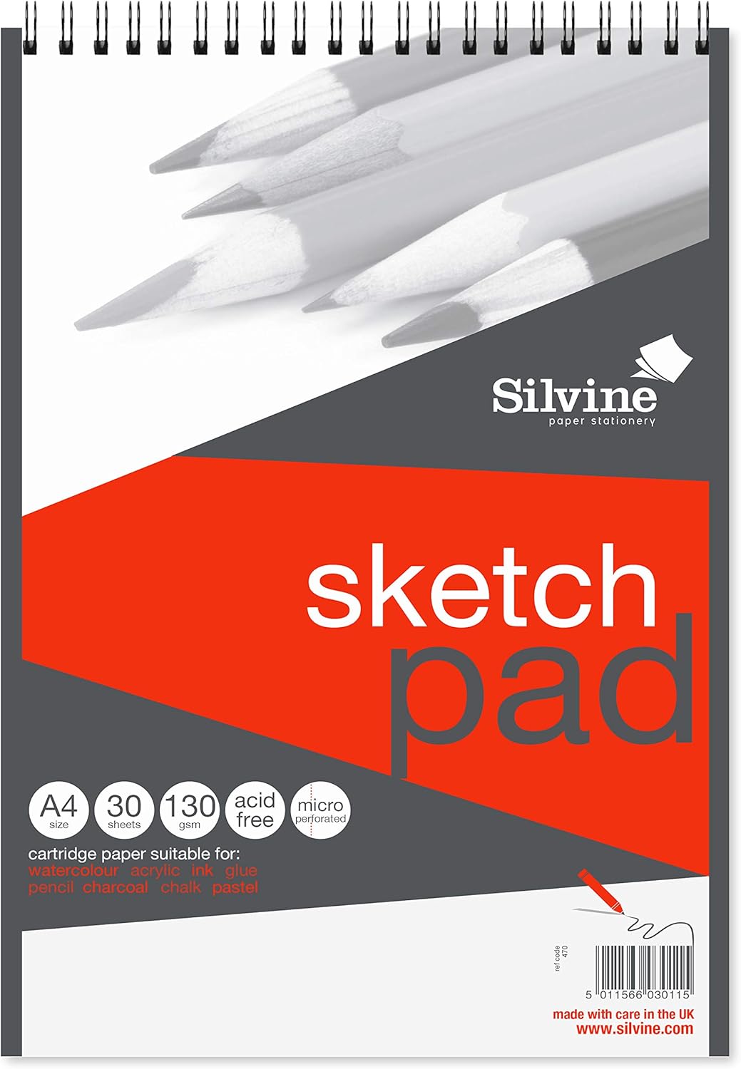 Silvine A4 Sketch Pad Wirebound 130gsm 30 sheets: Amazon.co.uk: Office ...