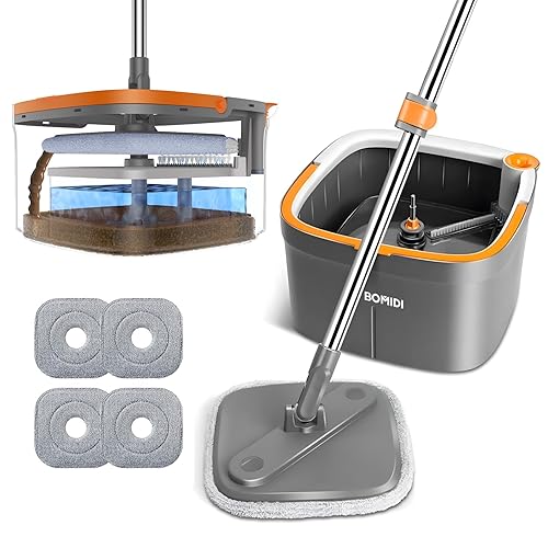 Mop and Bucket Set, Spin Mop with Separate Dirty Water System, Deep ...