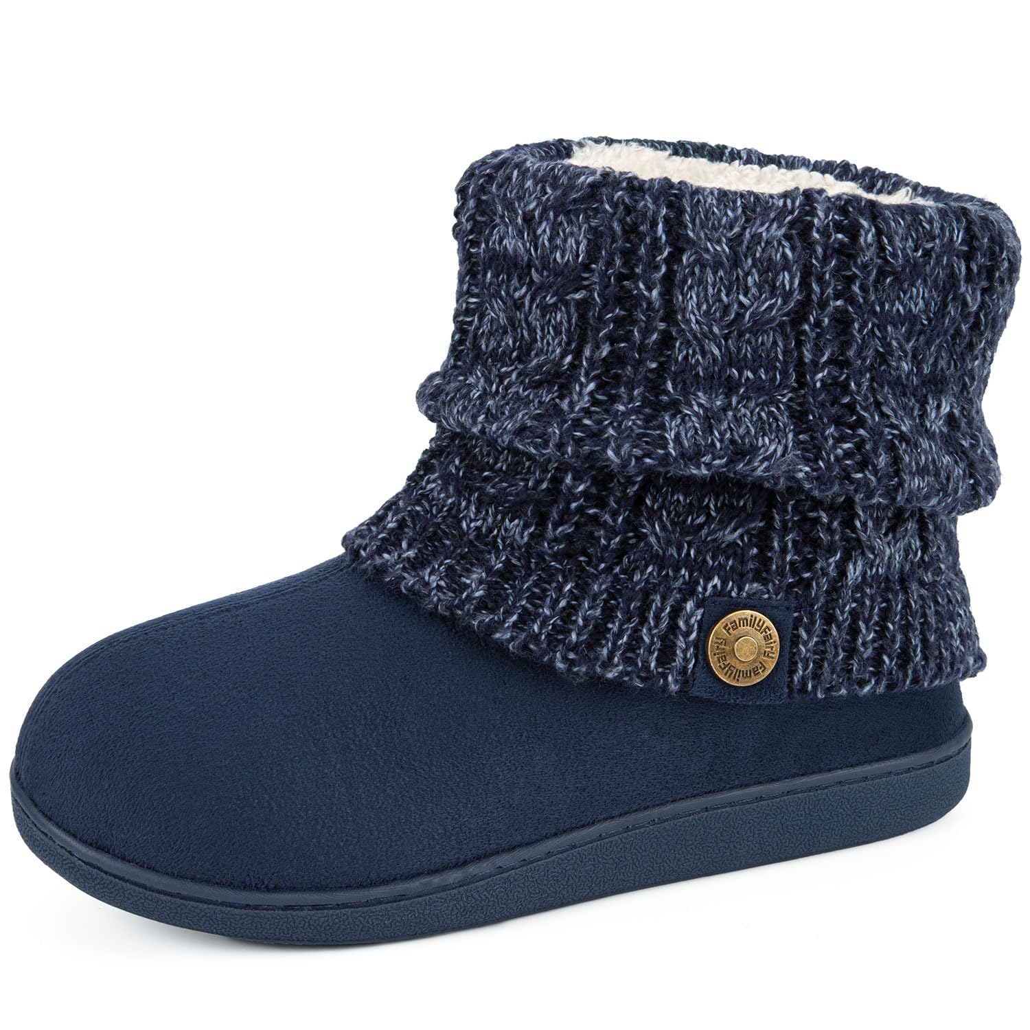 FamilyFairy Women's Woolen Yarn Knit Bootie Slippers Comfy Warm Plush ...