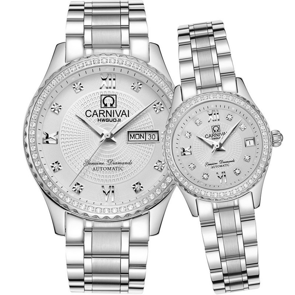 Mua Men and Women Automatic Watch Gold Silver Stainless Steel Dress ...