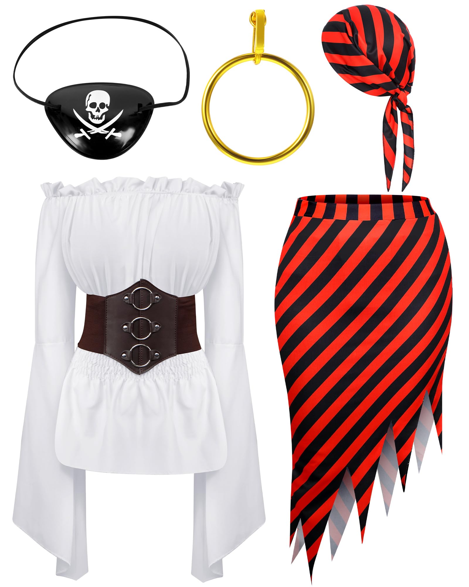 Silicherry Women Pirate Costume Set Renaissance Pirate Costume Adult ...