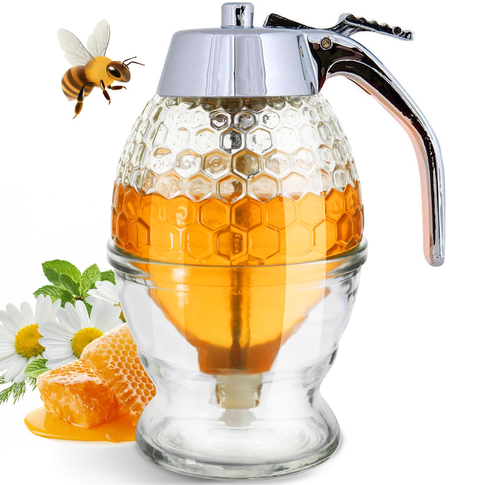 Timtopno Honey Dispenser, Glass Honey Dispenser No Drip, Honey Pot with ...