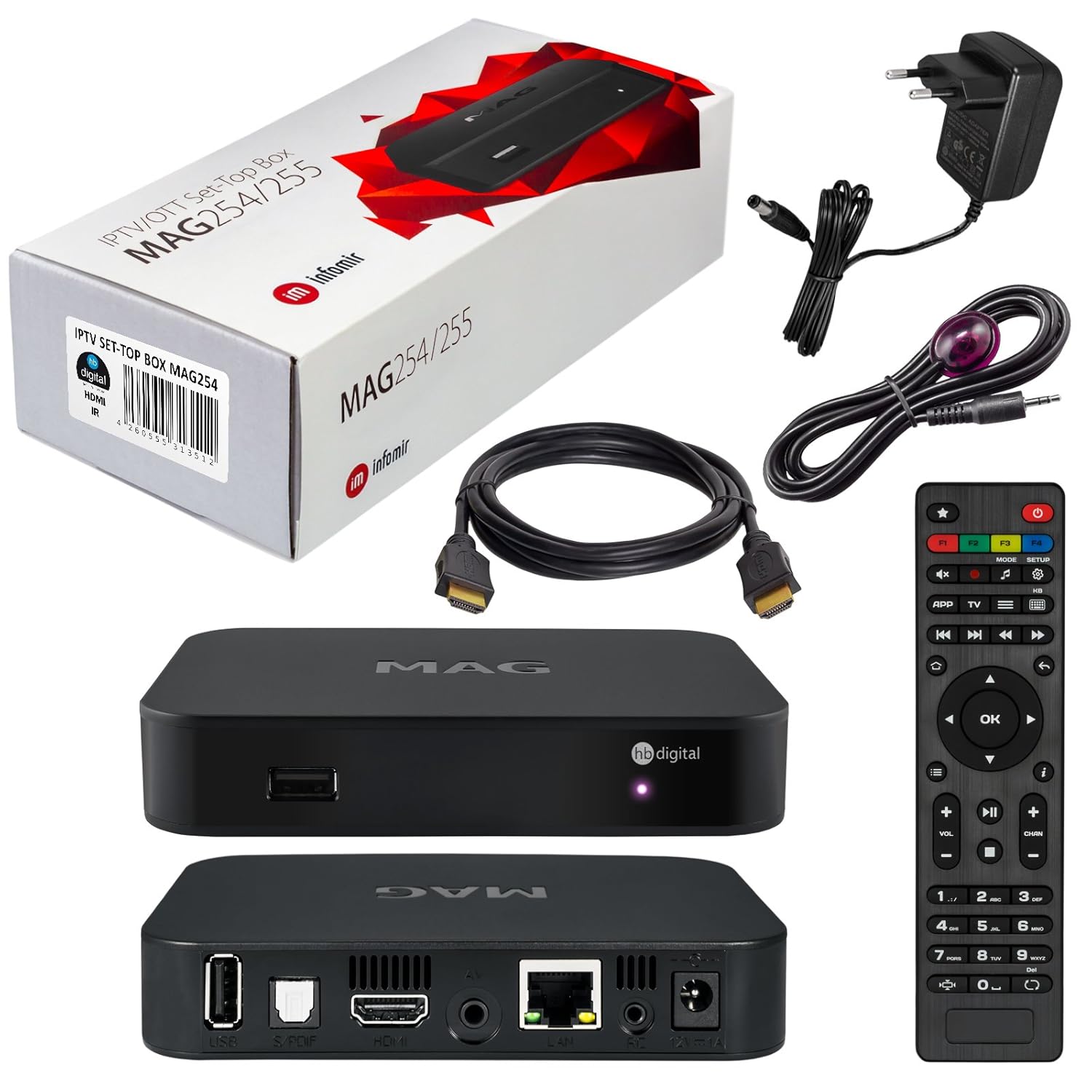 MAG 254 Original Infomir / HB-DIGITAL IPTV SET TOP BOX Streamer ...