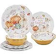 Amazon.com | UPware 12 Piece Pumpkin Season Melamine Dinnerware Sets ...