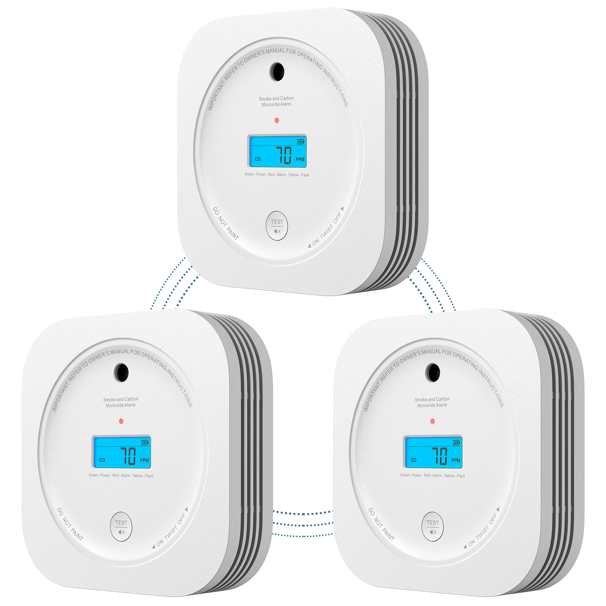AEGISLINK Interlinked Smoke Carbon Monoxide Detector Combo, Smoke and ...