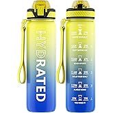 Amazon.com: QLUR Water Bottle with Straw, 32 oz Motivational Water Bottles with Time Marker to ...