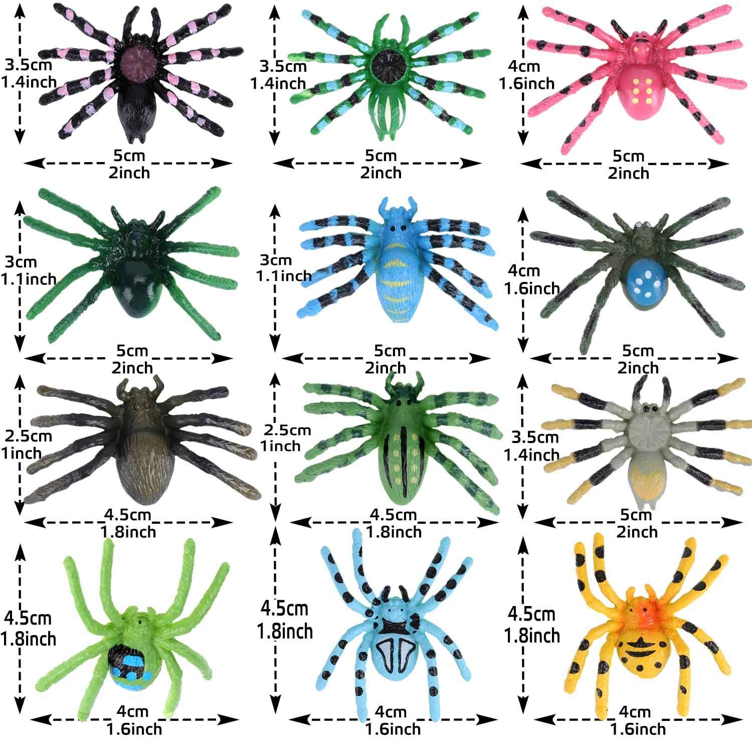 JOKFEICE Realistic Animal Figures – 12 Pieces Plastic Halloween Spider ...