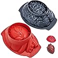 Amazon.com: Brain and Heart Cake Mold, 2 Pack Halloween Silicone Molds ...