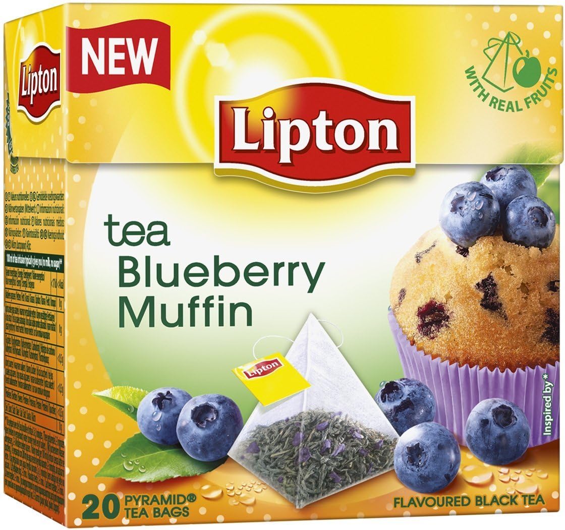 Lipton Black Tea - Blueberry Muffin - Premium Pyramid Tea Bags (20 ...