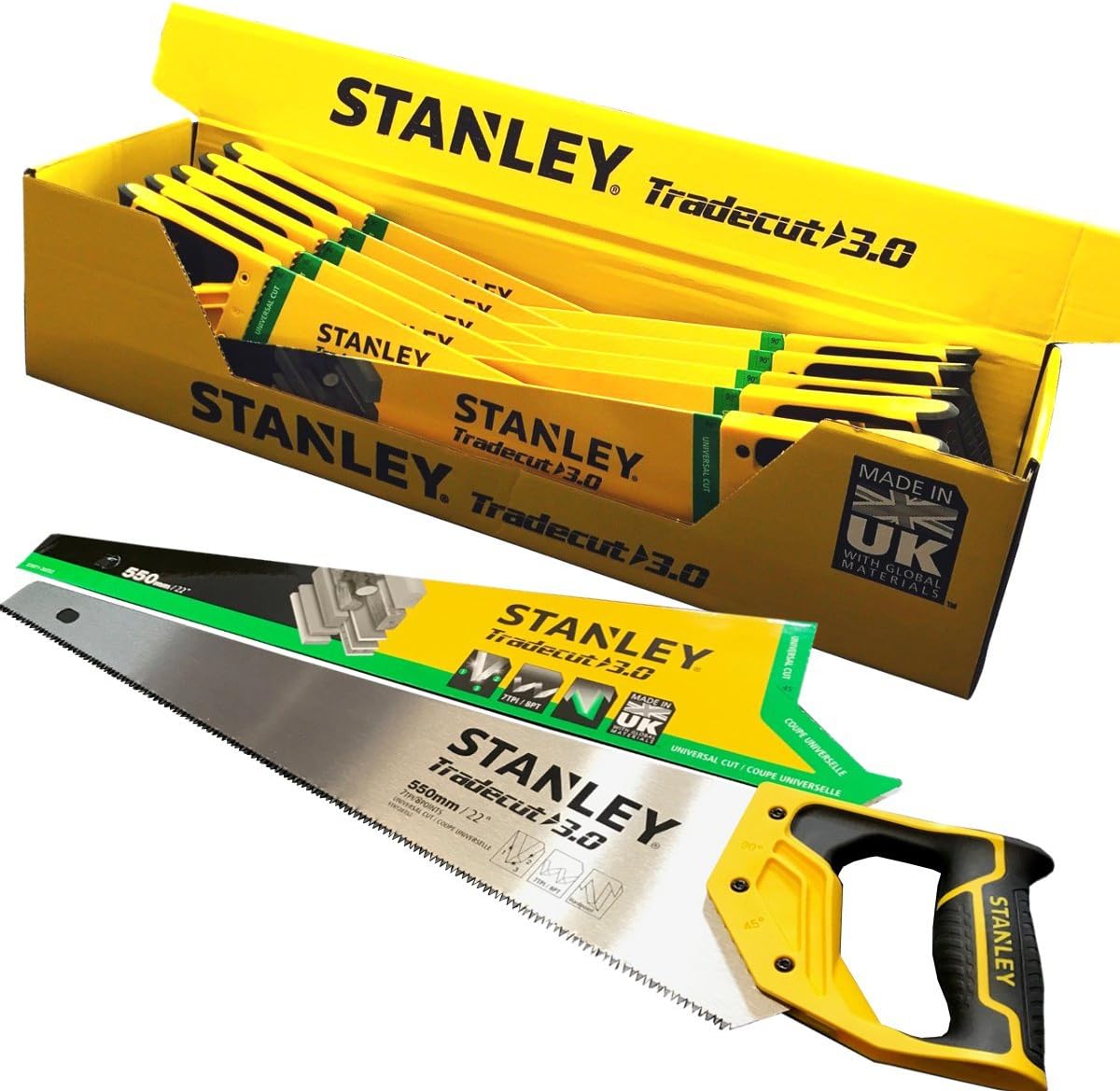 (Pack of 10) Stanley Trade Cut 3.0 Universal Cut Hand Saw 7TPI Fast ...