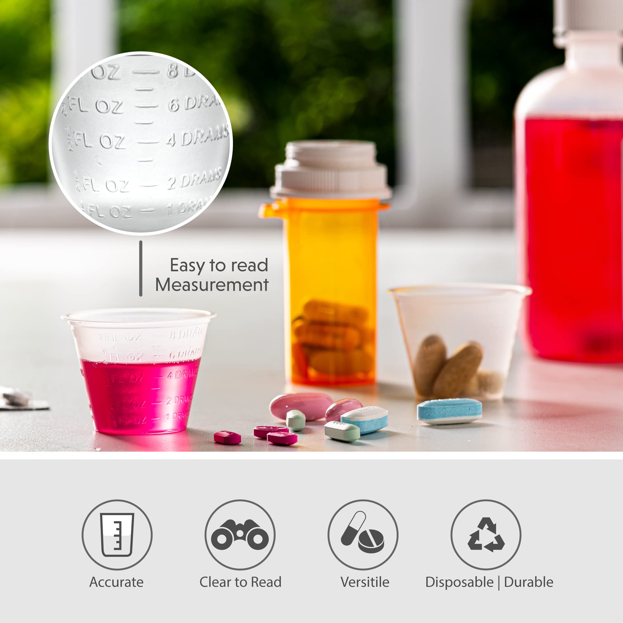 Mua Care Plus (100 Count 1oz) Disposable Medicine Cups with Embossed ...