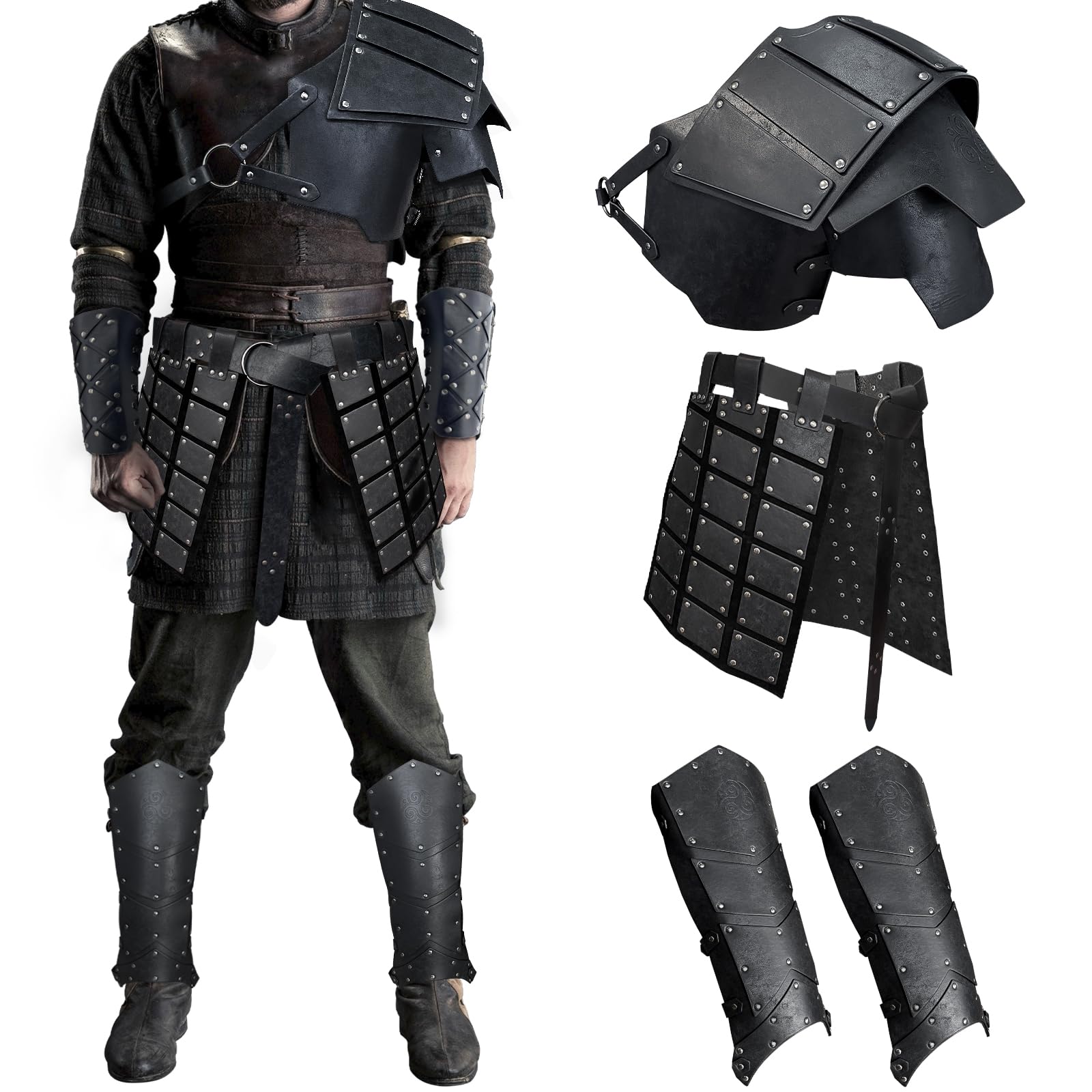 Mua Medieval Faux Leather Single Pauldron Shoulder Armor with Thigh ...
