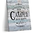 Amazon.com: Welcome to Our Camper Our Happy Place Canvas Wall Art ...