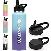 Amazon.com: SANTECO Water Bottle 40 oz, Vacuum Insulated Stainless Steel Bottle with Straw ...