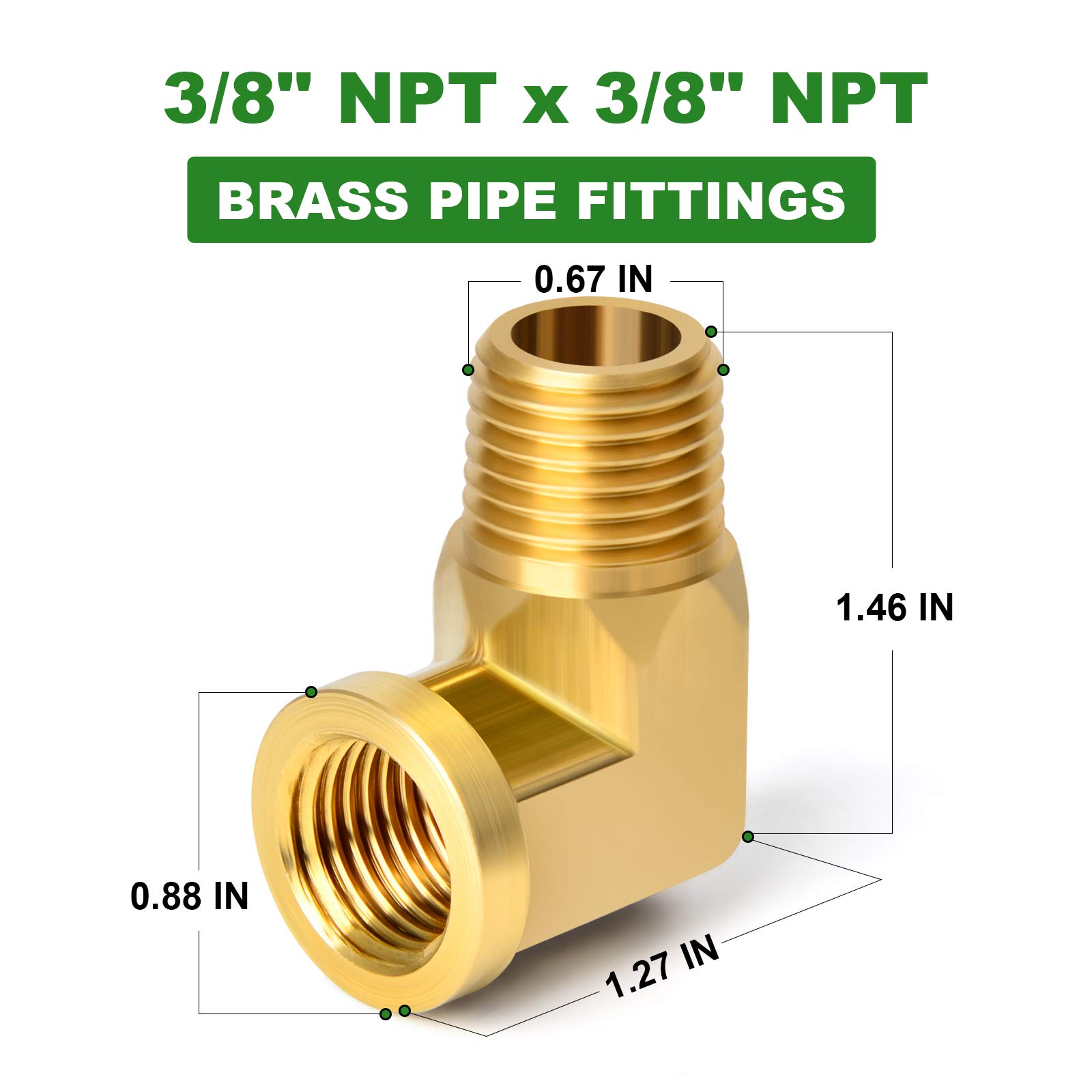 TAISHER 5PCS 90 Degree Barstock Street Elbow, 3/8 Inch NPT Male Pipe To 3/8 Inch NPT Female ...