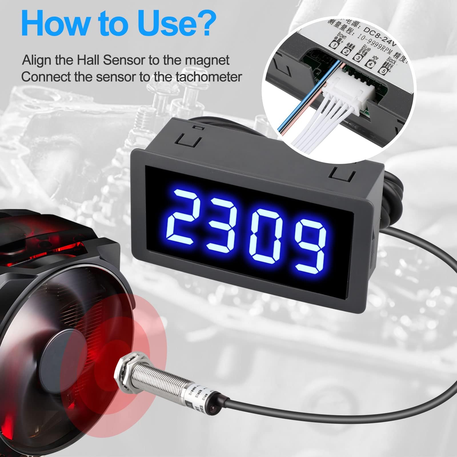 Mua EEEkit 4 Digital Blue LED Tachometer, RPM Speed Meter Digital Motor ...