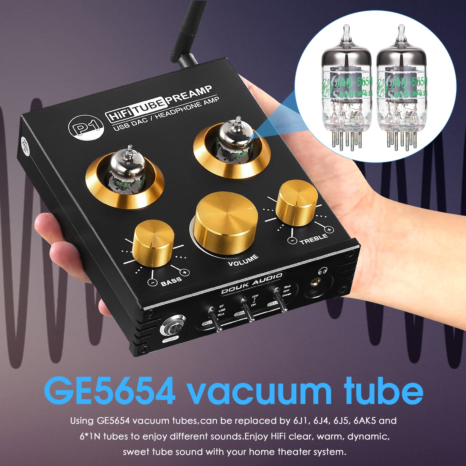 Mua Douk Audio P1 Vacuum Tube Bluetooth Preamplifier, GE5654 Audio Preamp, Hi-Fi Headphone Amp ...
