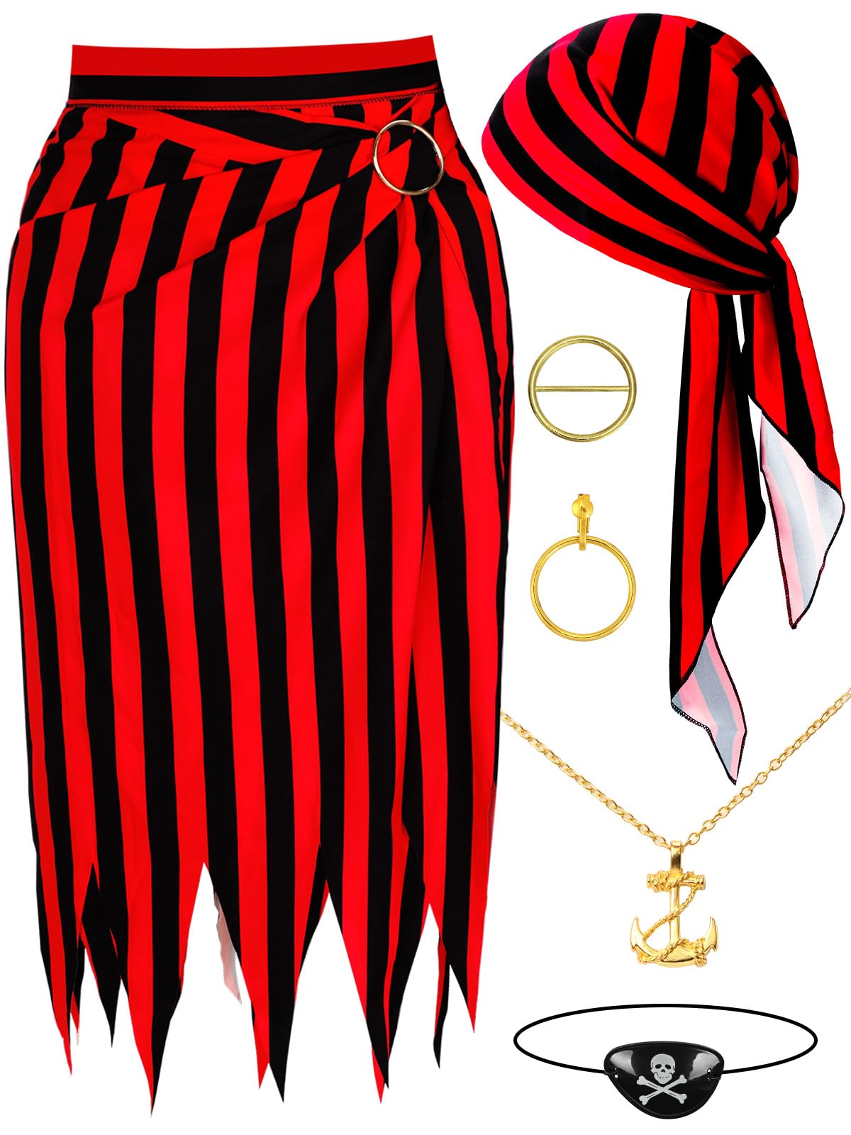 DTOFOOT 6 Pieces Pirate Costume Pirate Skirt Costume Women Pirat Open ...