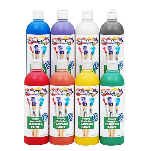 Colorations Simply Washable Tempera Paint, Rainbow Plus 8 Pack, Matte ...