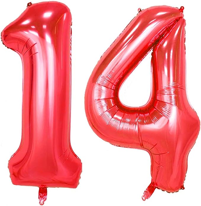 Amazon.com: 40inch Red Foil 14 Helium Jumbo Digital Number Balloons ...