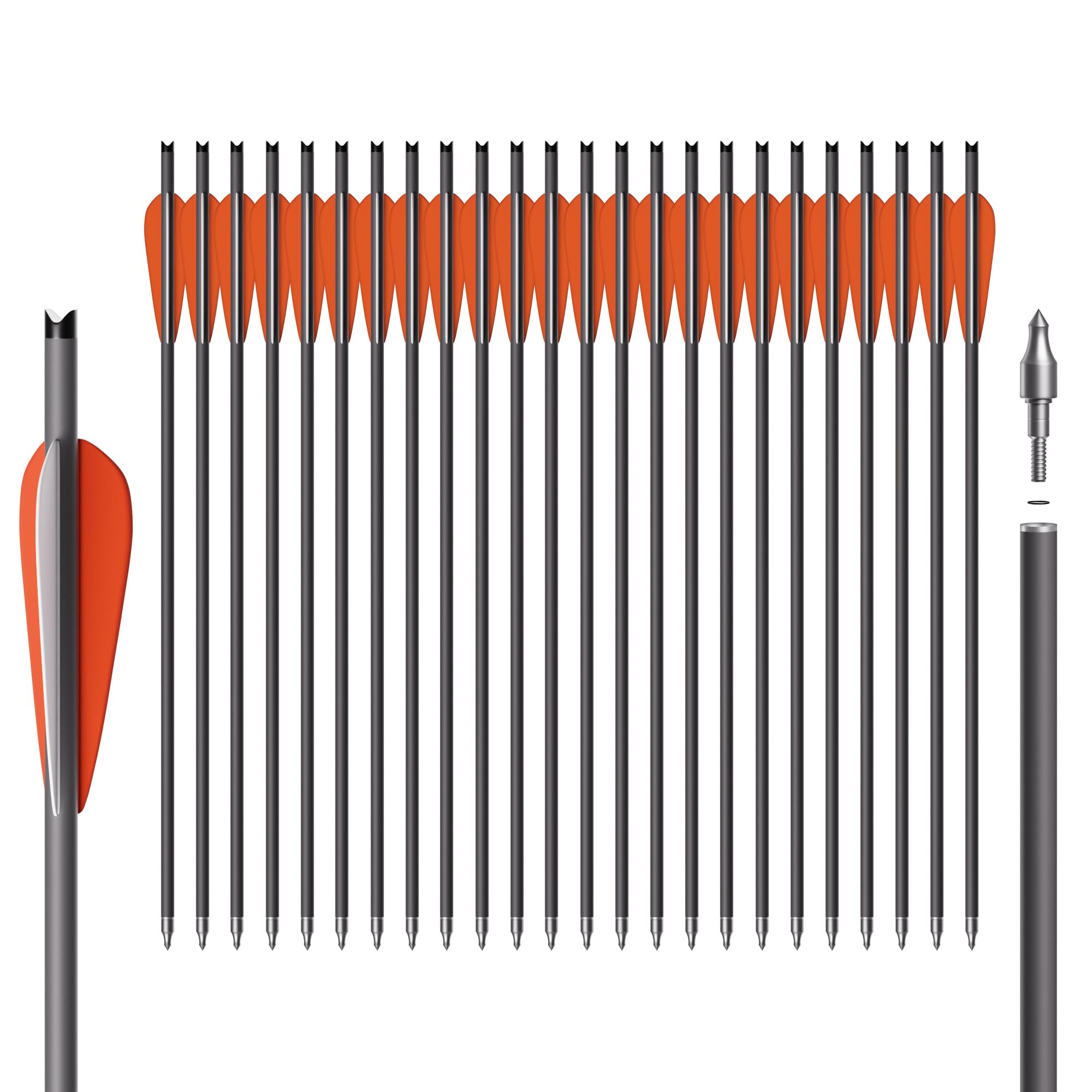 NorthSpoor 24Pcs 20 Inch Crossbow Bolt,Hunting Carbon Arrows for ...