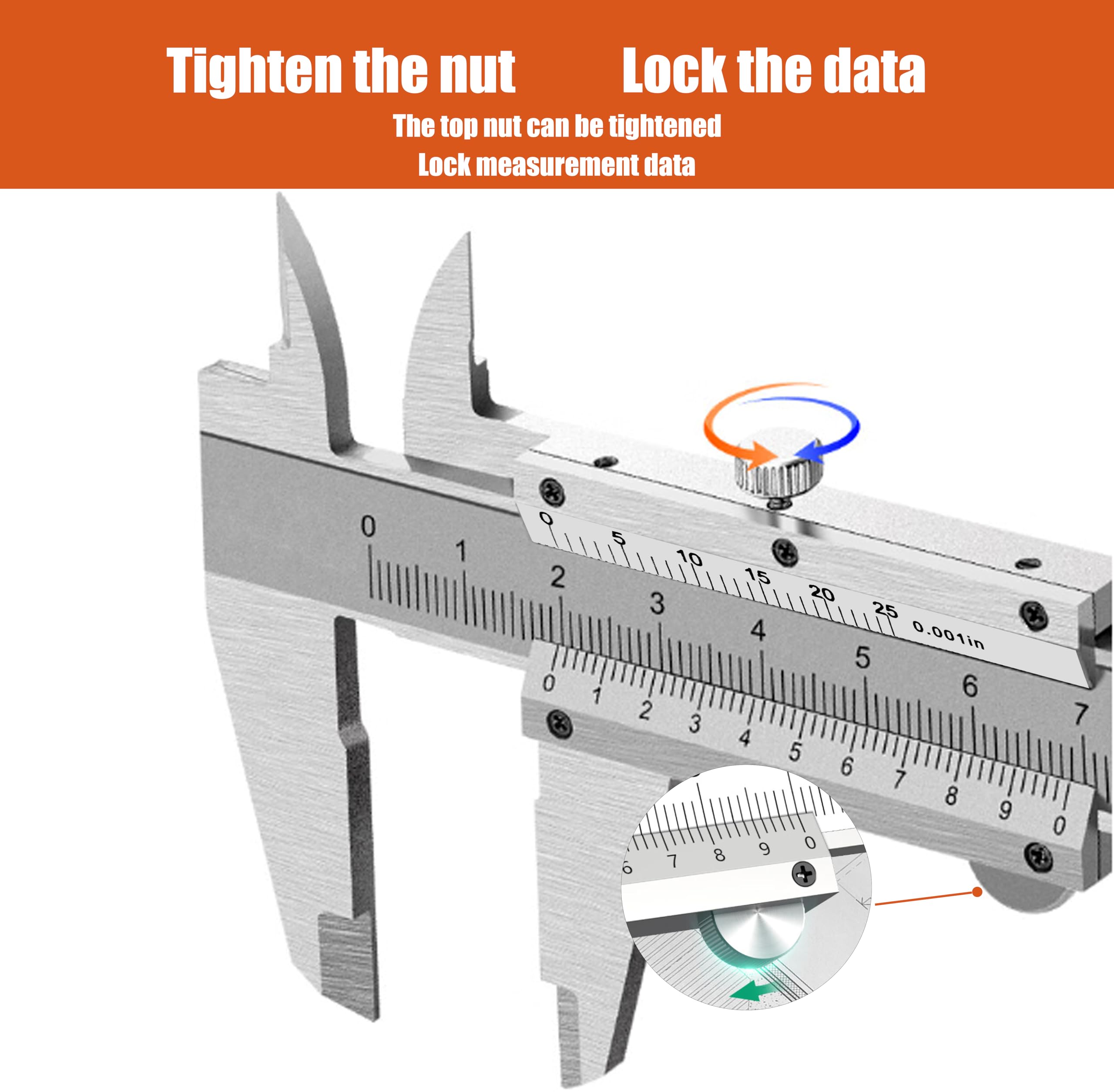 DelitonGude 6 Inch Vernier Caliper,Stainless Steel Caliper Measuring Tool, 0-6inch/0-150mm ...