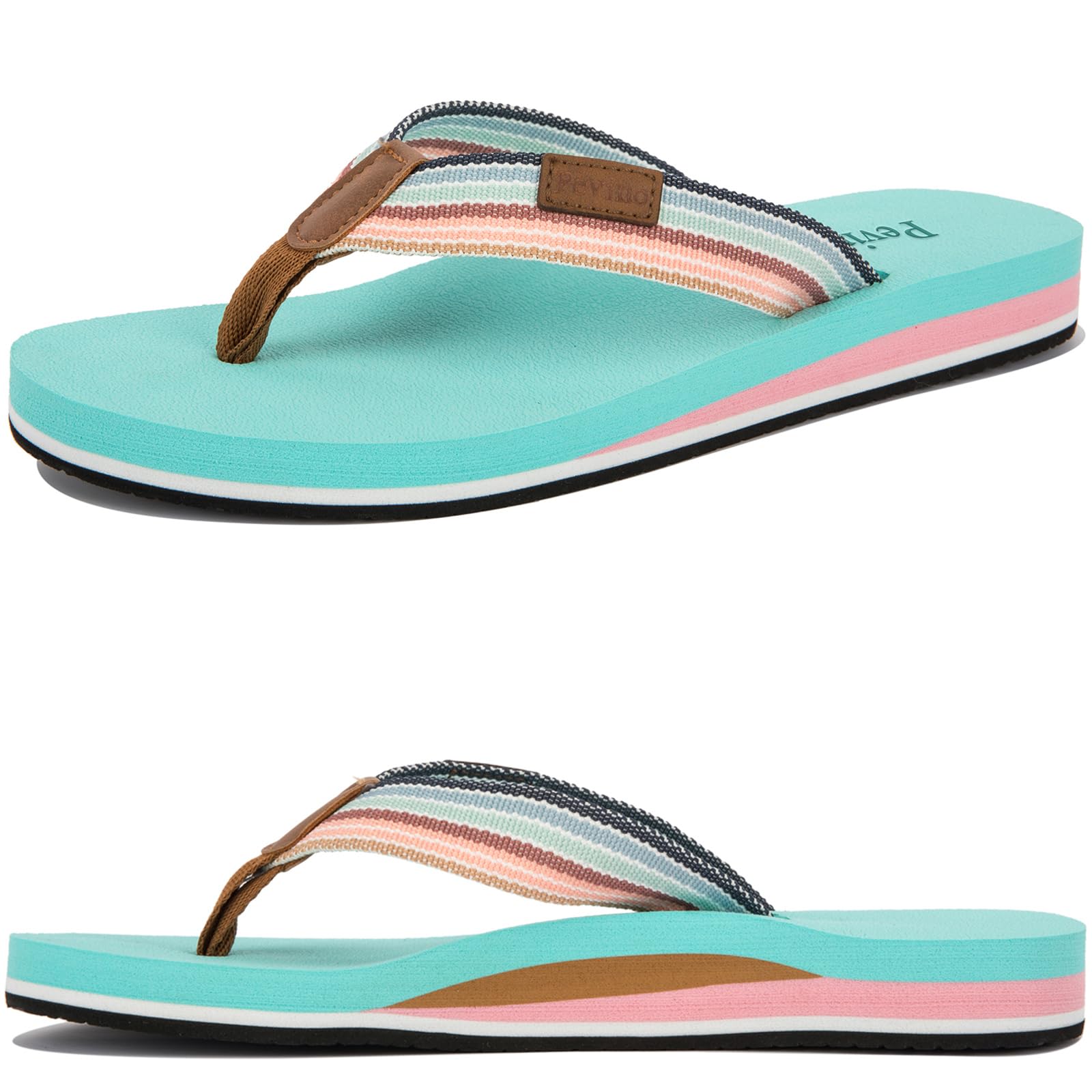 Pevino Women's Orthotic Flip Flops with Soft Waterproof Platform and ...