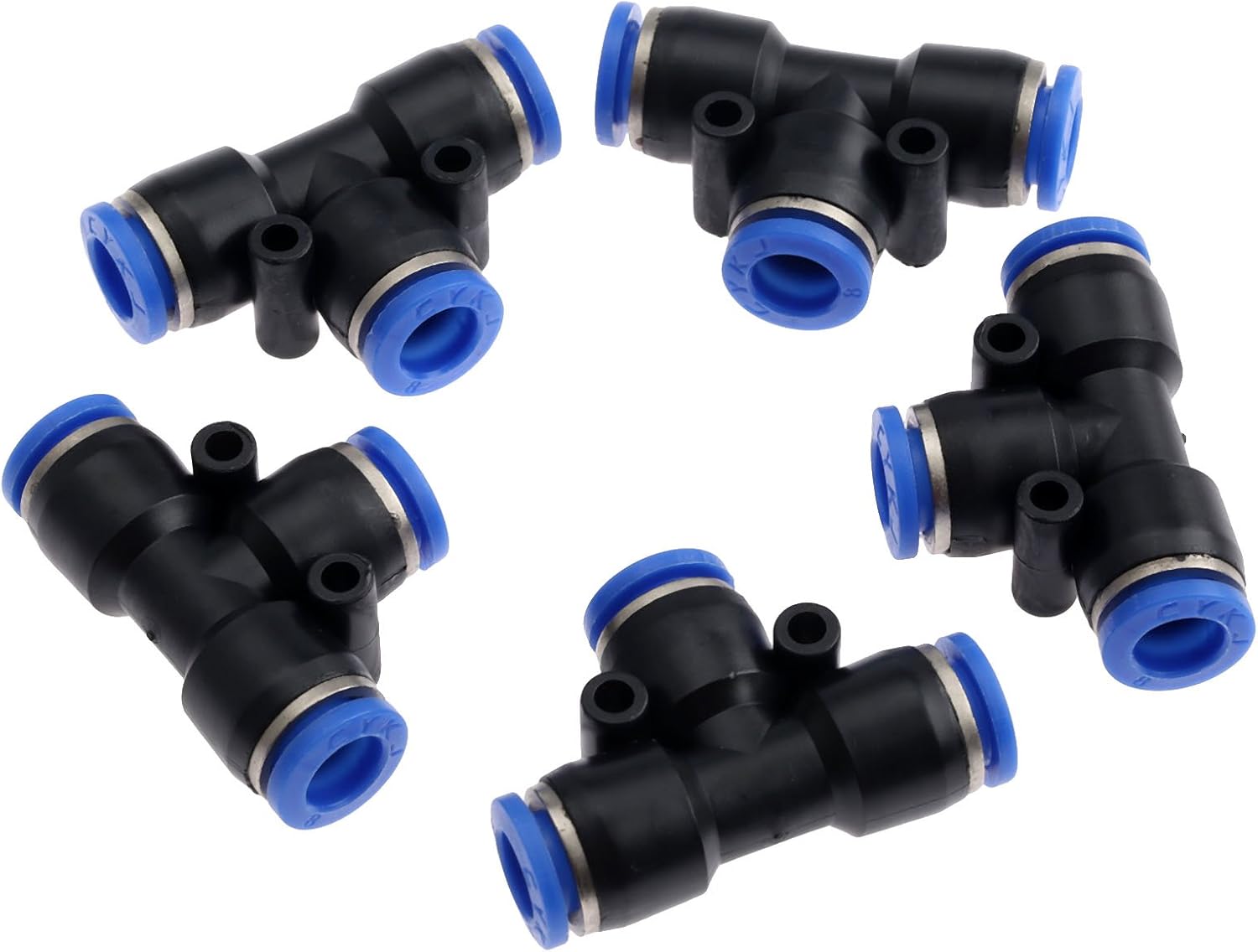 5pcs Water Hose Quick Connect T-Junction PE8 Pneumatic Air 3 Way Quick ...