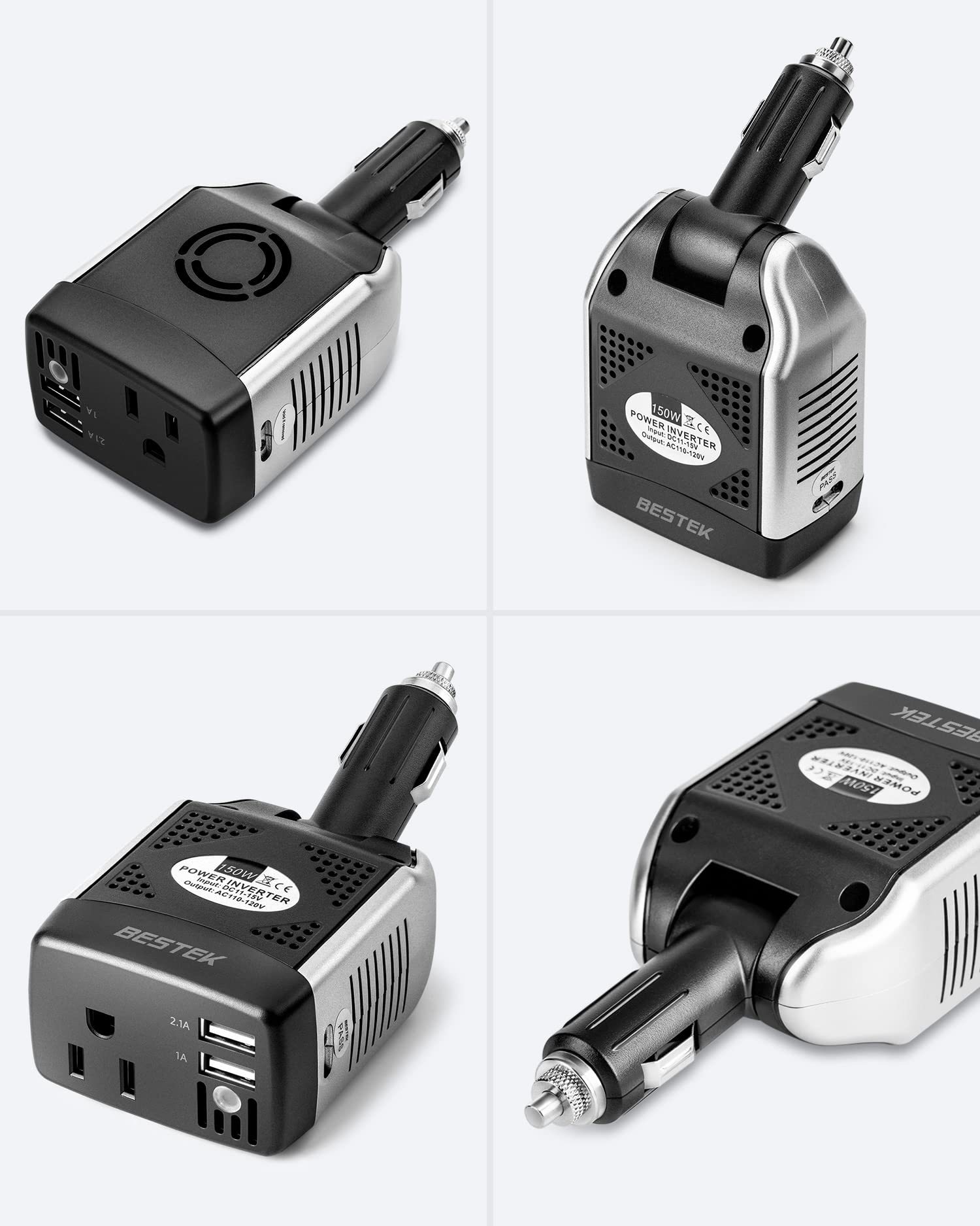 Mua BESTEK 150W Power Inverter 12V to 110V Voltage Converter Car ...