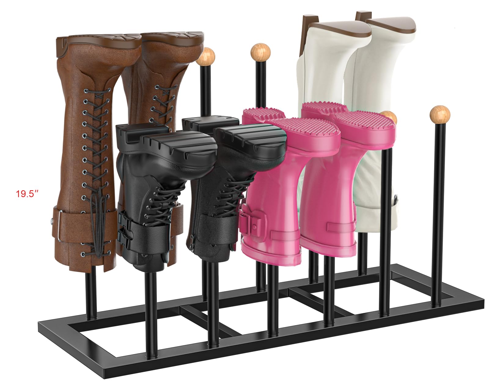 TomCare Boot Rack 19.5" Free Standing Shoe Racks for 6 Pairs Tall Boots ...