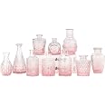 Amazon.com: Pink Glass Bud Vase Set of 10 - Mini Vintage Vases for ...