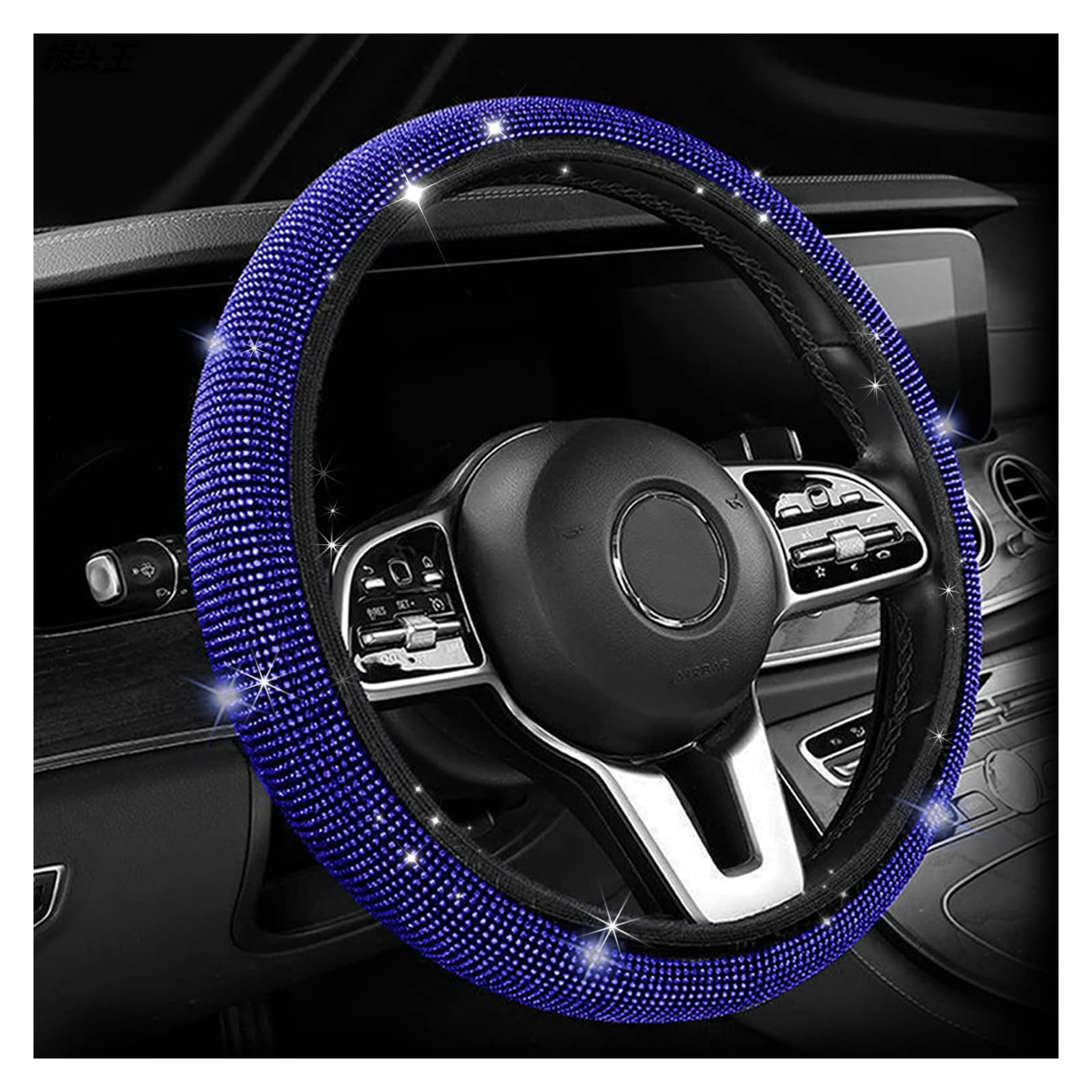 Dickno Bling Steering Wheel Cover, 15 Inch Crystal Diamond Car Steering ...