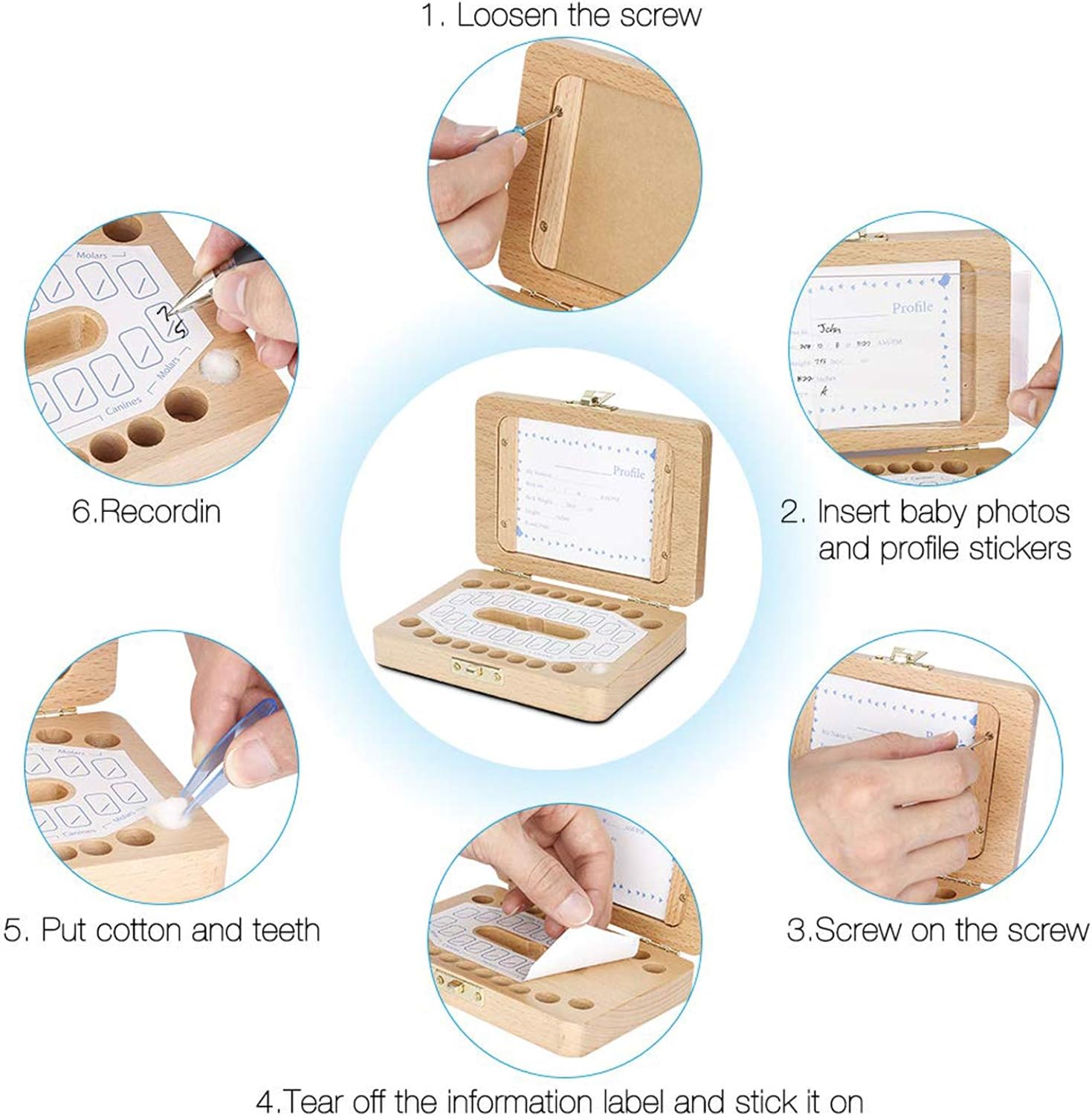 Baby Teeth Box, Wooden Teeth Saves Box, Tooth Keepsake Box, Milk Teeth ...