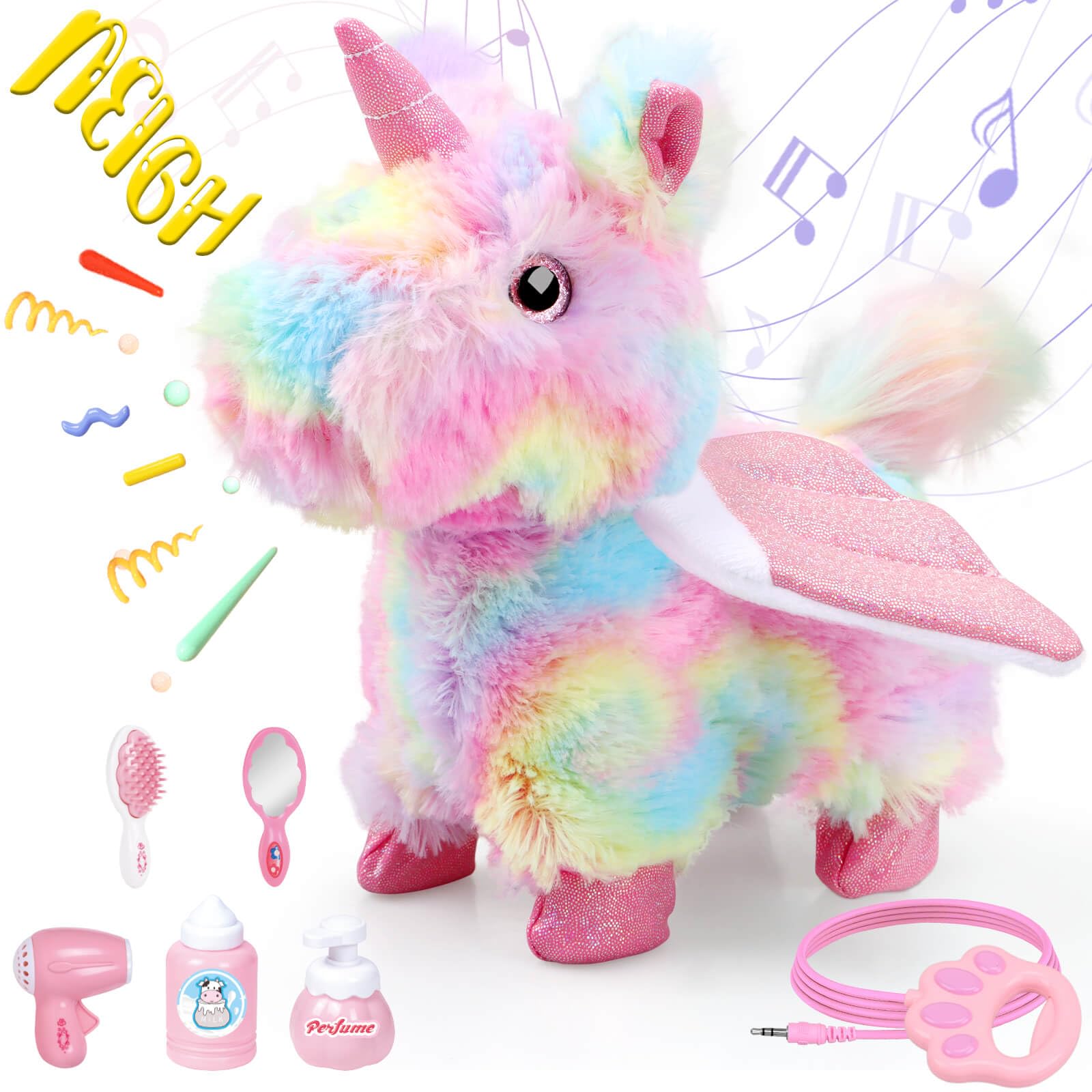 Gretex Unicorn Plush Interactive Toy for Kids age 3 4 5 6 Year Old ...