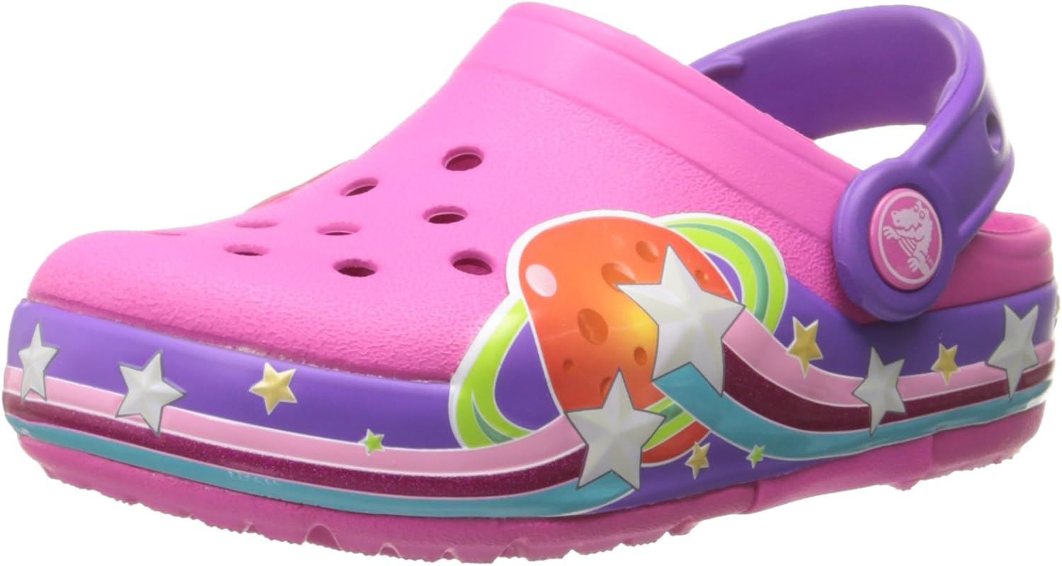 Kids Girls Crocs CrocsLights Galatic Light Up Stars Clogs Beach Sandals ...