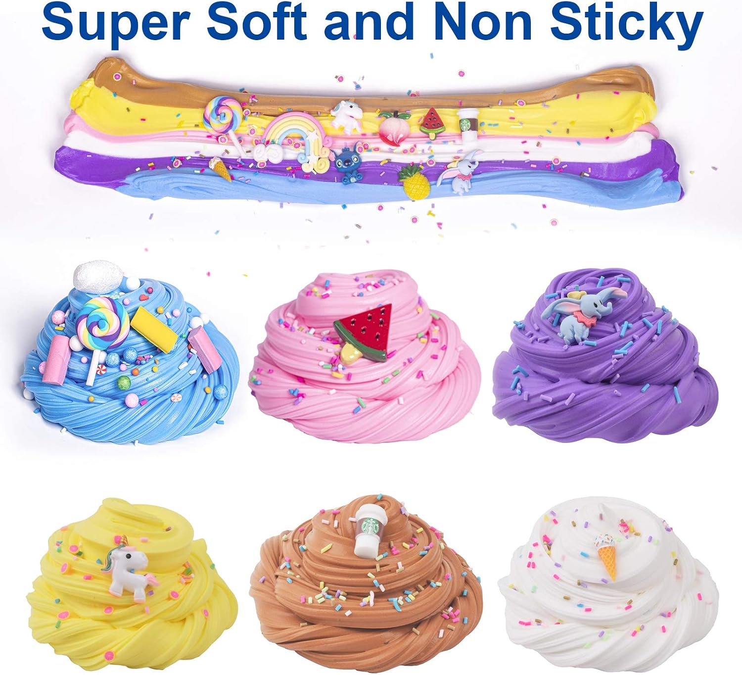 Uolor Fluffy Slime Putty Slime, 6 Packs Soft Butter Slime Kit- Super ...