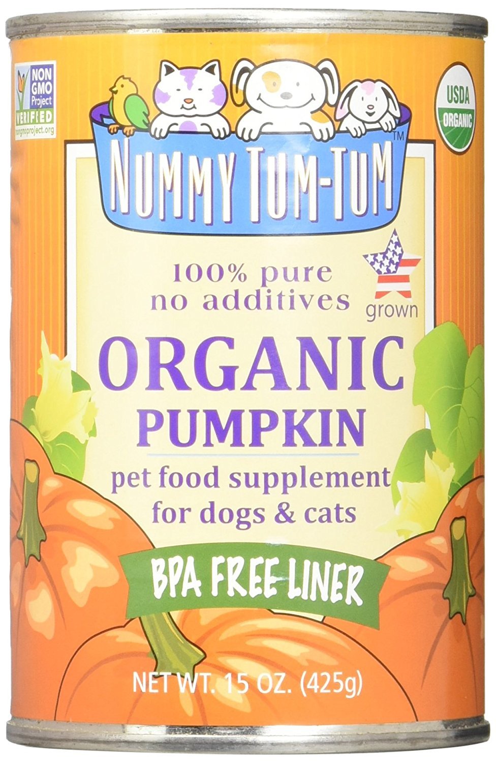 Nummy Tum Tum Organic Pumpkin For Dogs & Cats, 15 Ounce (Pack of 12 ...