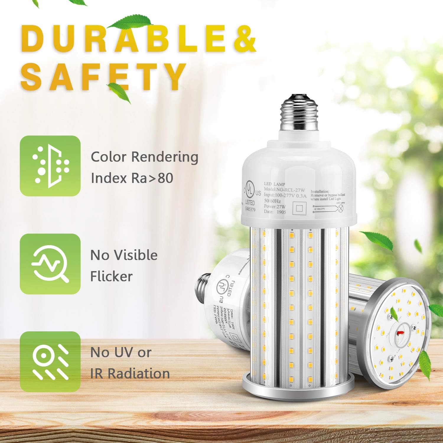 UL DLC 27W 36W 45W 54W 80W 125W LED Corn light Bulb Equal 125W~250W MH ...