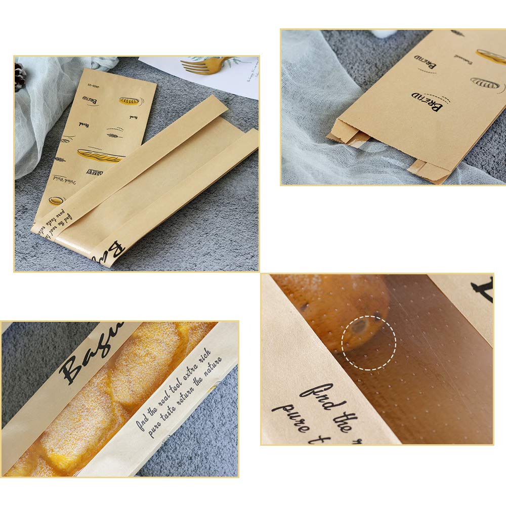 24 Pack Baguette Bread Fresh Kraft Paper Bag, Bread Loaf Packing Bags ...