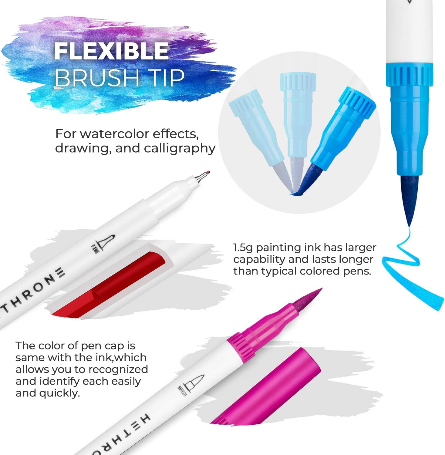 Hethrone Felt Tip Pens for Adults – 120 Colors Dual Tip Colouring Pens ...