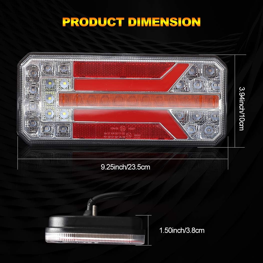 Mesllin 2pcs 25W LED Lorry Tail Light, 9.25″ Large Rear Trailer Lights ...