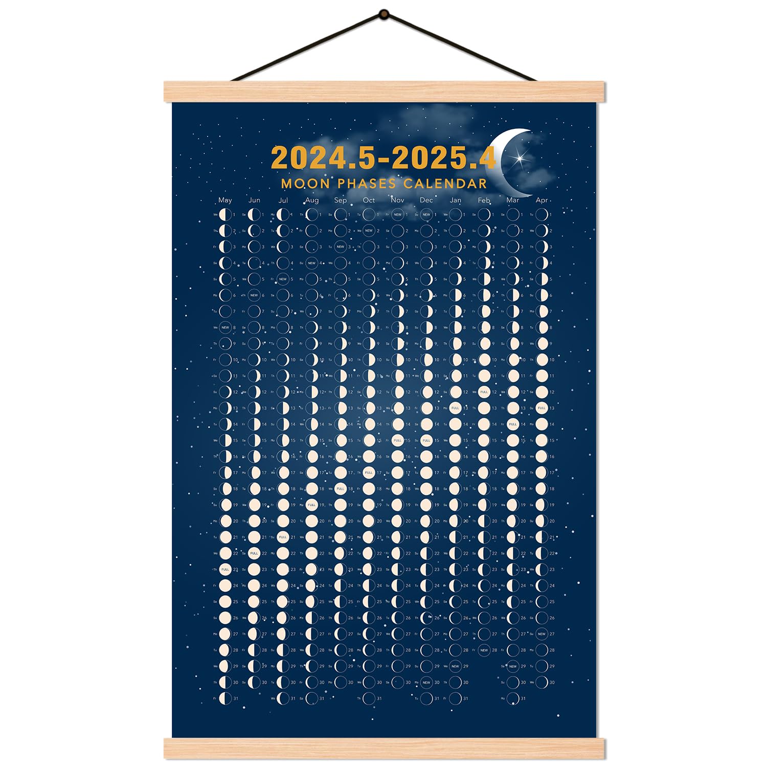 Mua 2024 May- 2025 April Moon Phase Calendar Print Poster Vertical ...