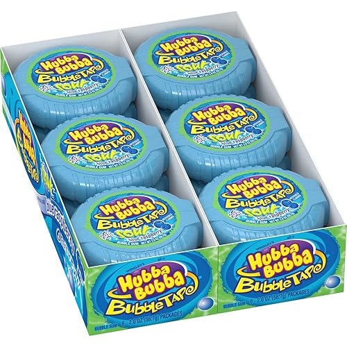 HUBBA BUBBA Sour Blue Raspberry Bubble Gum Tape, 2 oz (Pack of 12) in ...