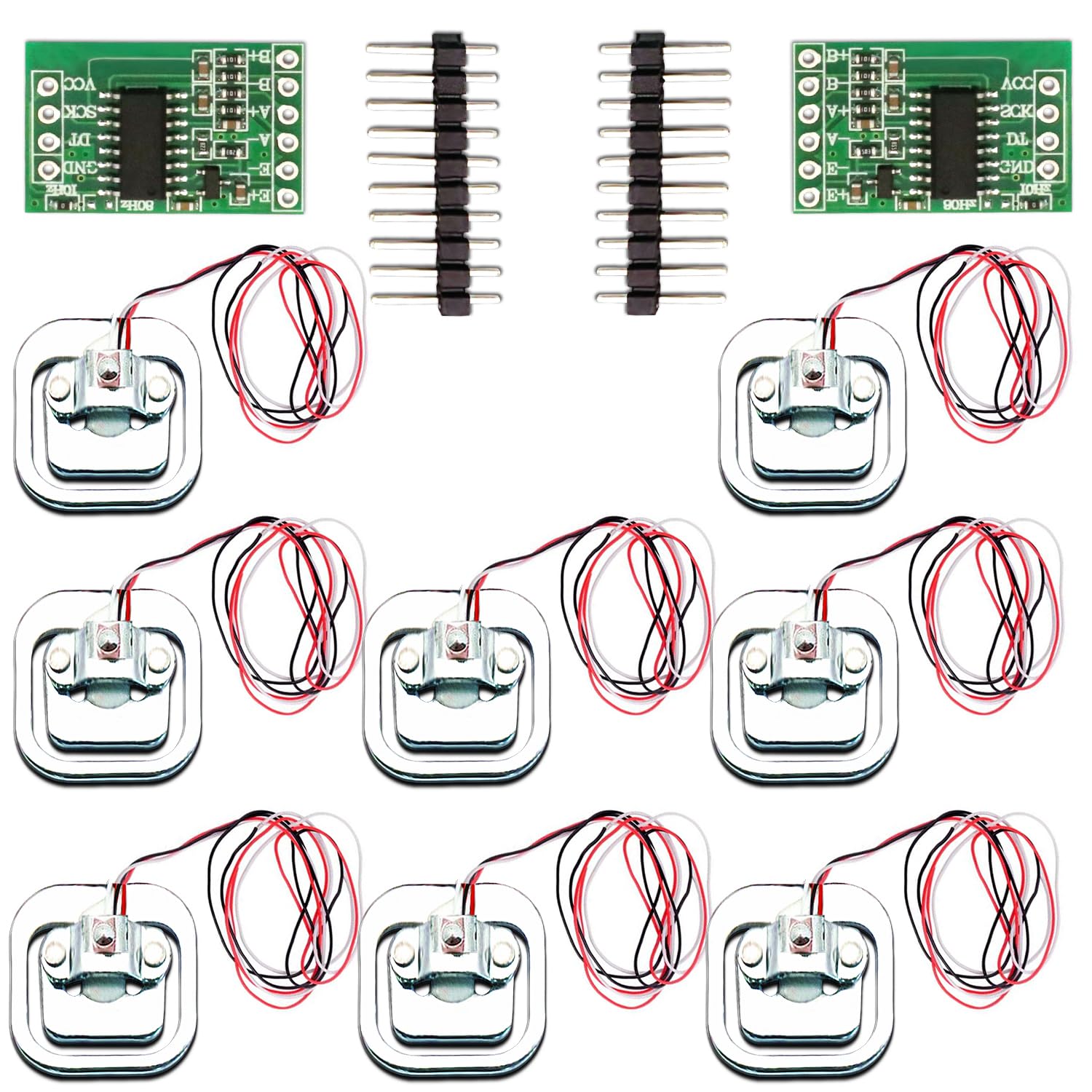 Cenrykay 8pcs 50kg Load Cell Half Bridge Strain Gauge Sensor With 2pcs Hx711 Amplifier Ad Module 