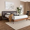 Amazon.com: Baxton Studio Brita Queen Size Grey Upholstered Walnut ...