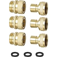 Amazon.com: STYDDI Full Flow Garden Hose Quick Disconnect Fitting, Brass 3/4 Inch GHT Thread ...