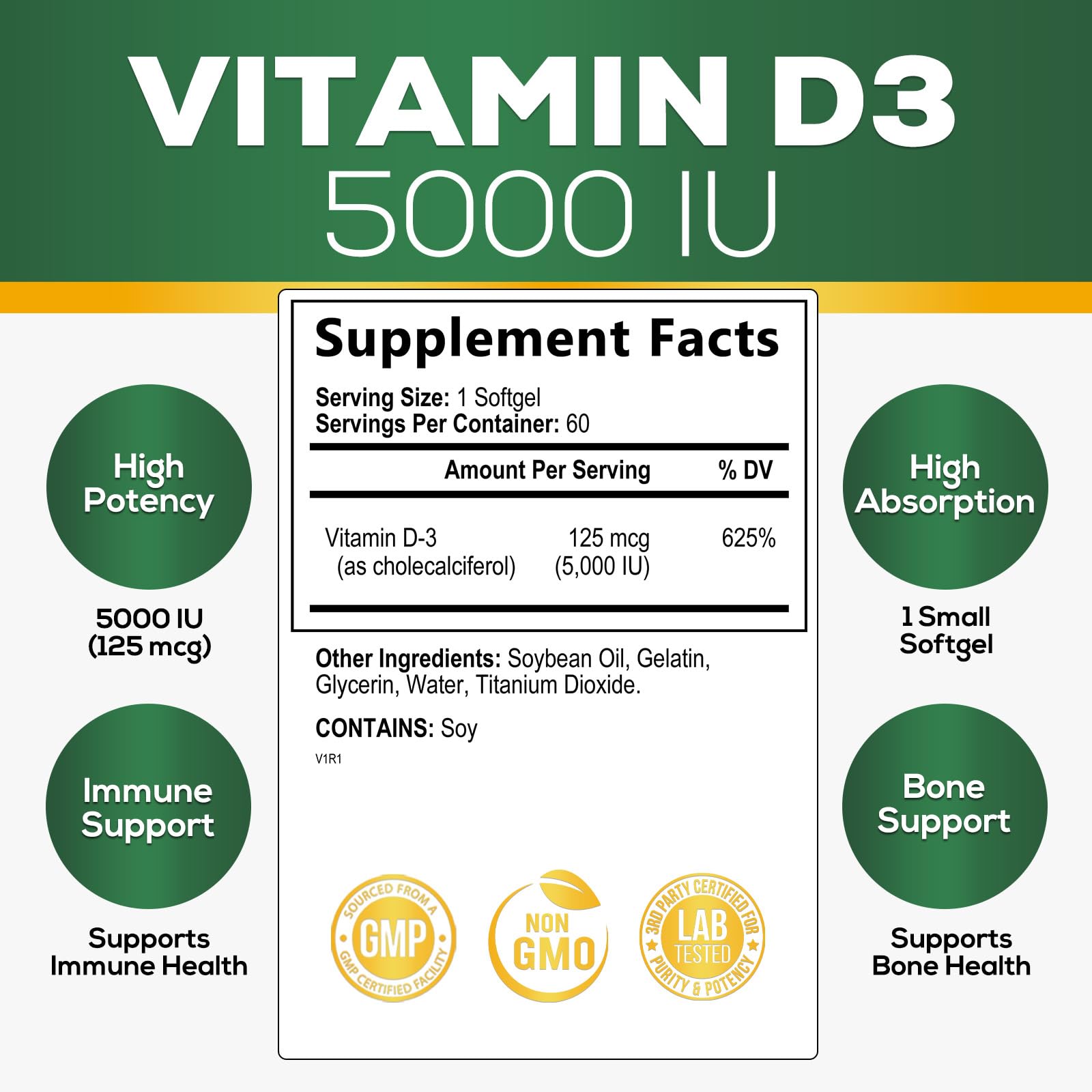 Mua Vitamin D3 Supplement 5000iu (125 mcg) - High Potency, Rapid ...