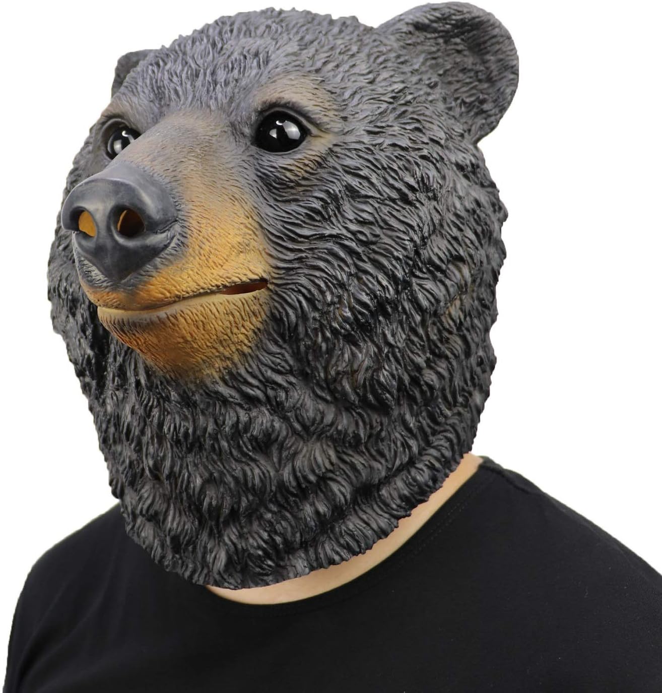 Amazon.com: ifkoo Deluxe Black Bear Adult Novelty Animal Latex Over Head Grizzly Bear Head Mask ...